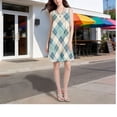 DIXRUYEE Womens Dresses Loose Neck Sleeveless Oversize Blue Diamond ...