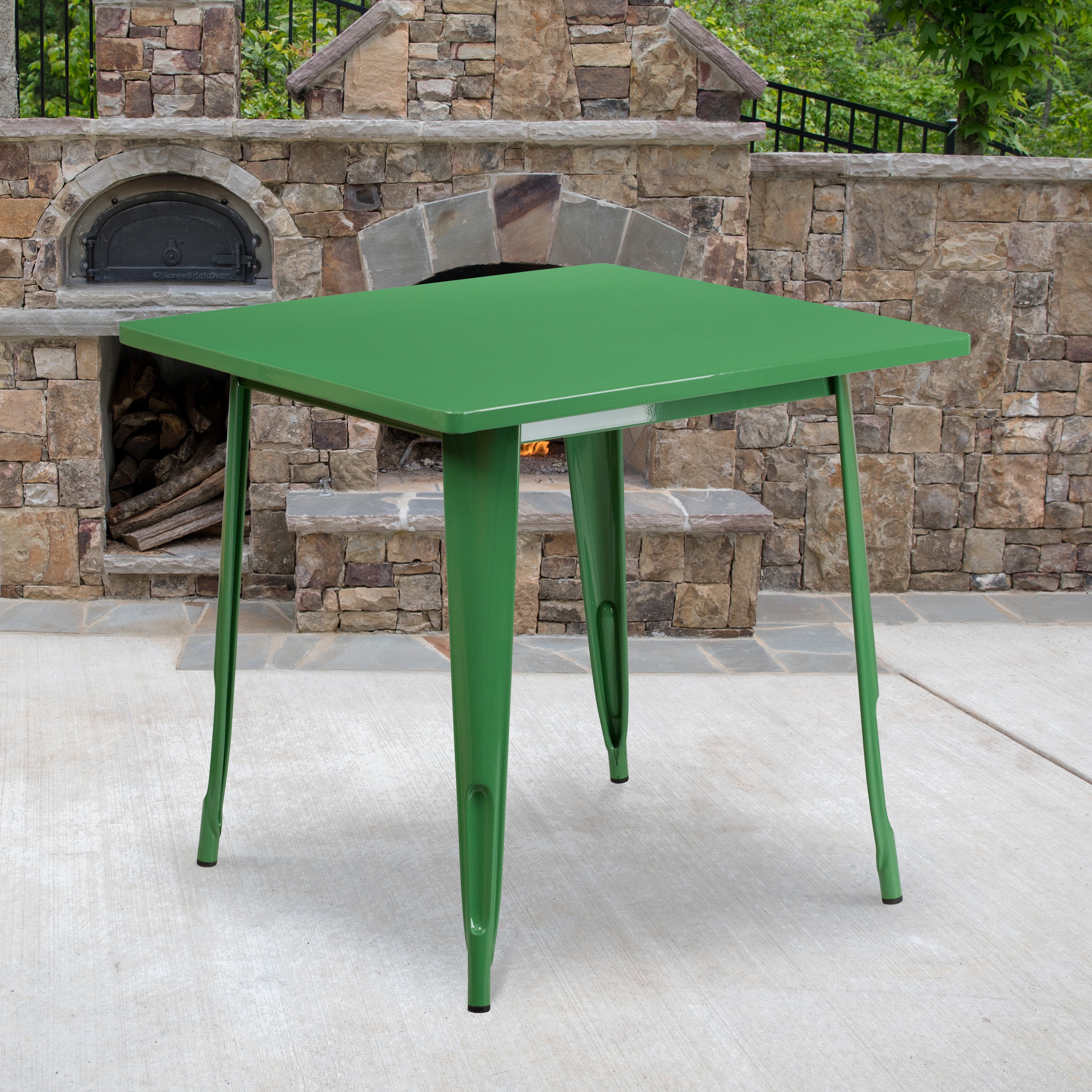 Flash Furniture Commercial Grade 31.5" Square Green Metal Indoor ...