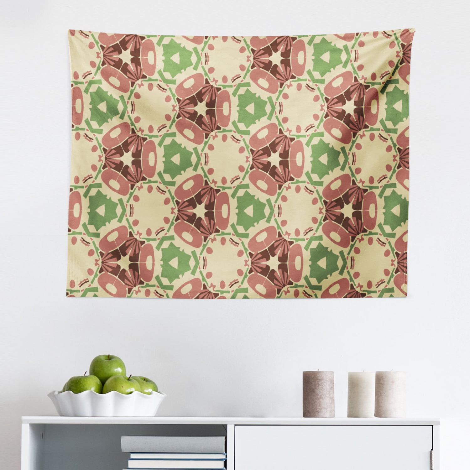 Paisley Tapestry, Romantic Style Motifs Illustration Print on Pastel ...