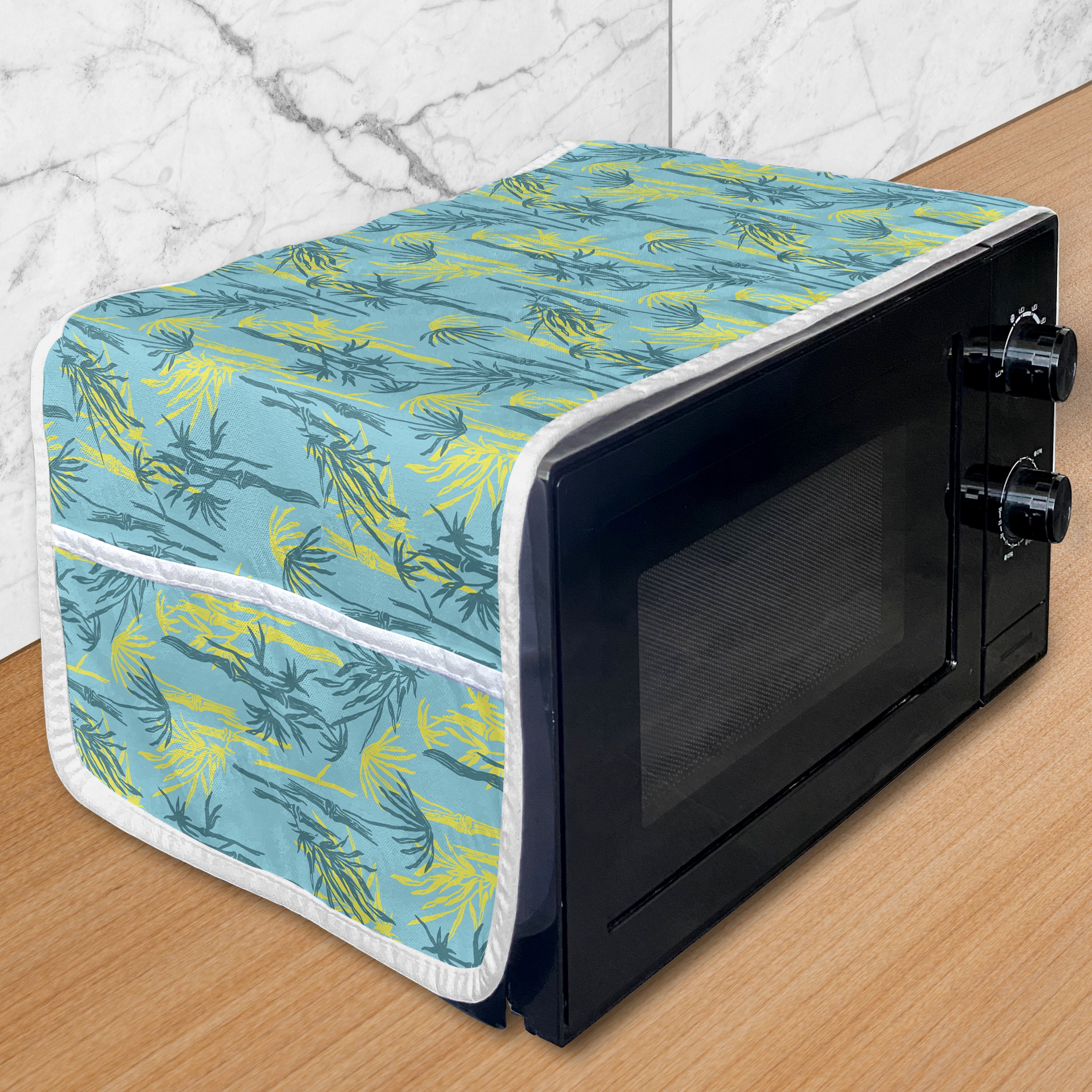 Natural Microwave Oven Cover, Abstract Plants with Exotic Bamboo ...