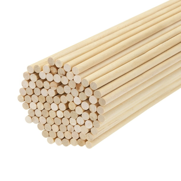 Uxcell Round Wood Sticks 0.31"x9.45" Dowel Rod Unfinished Hardwood ...