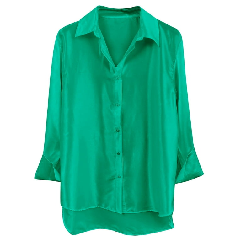 OJSFQUFP Country Shirts Women Green Women'S Blouse Silk OJSFQUFP Country Shirts Women Green Women'S Blouse Silk