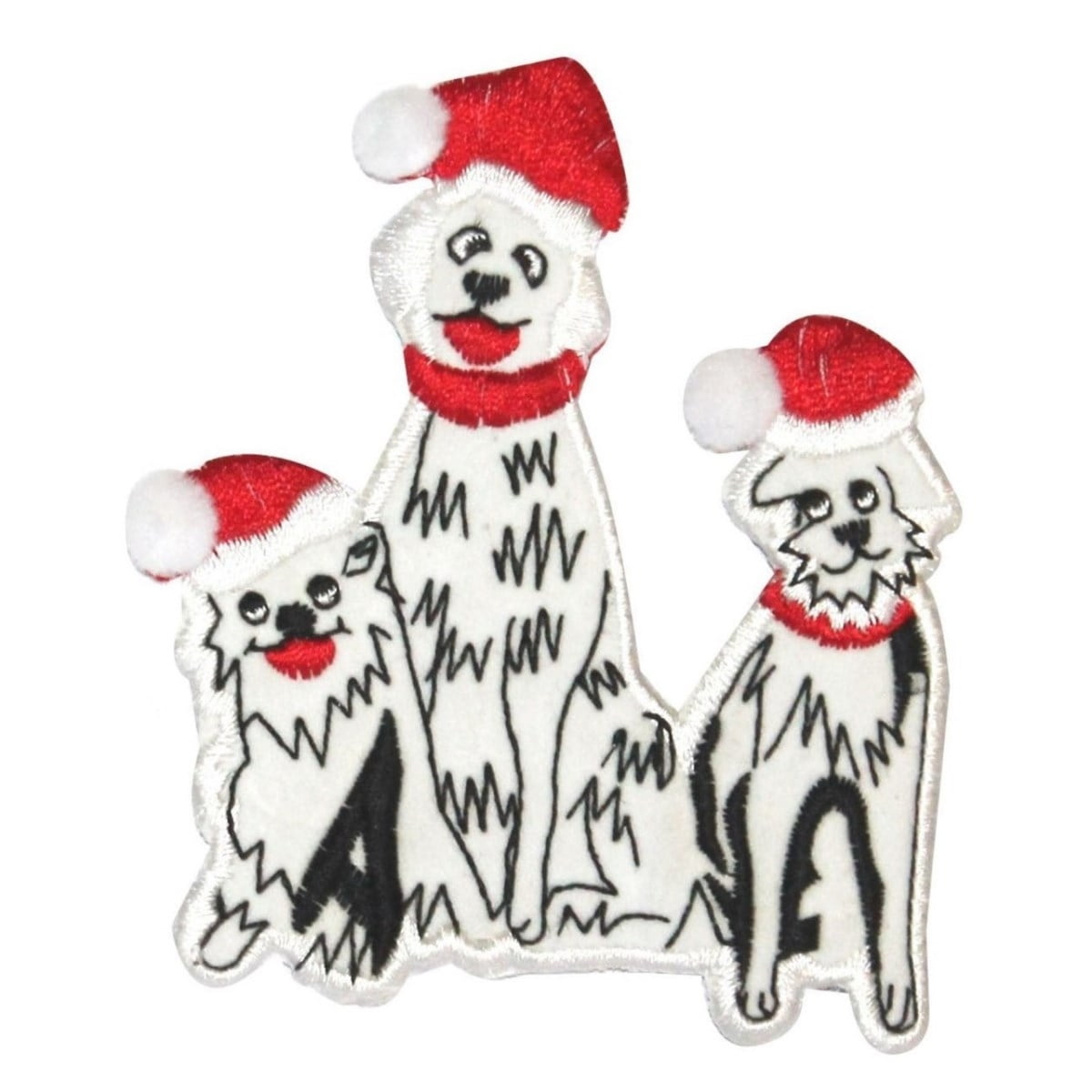 ID 8147B Christmas Dogs Patch Santa Hat Pet Festive Embroidered Iron On ...