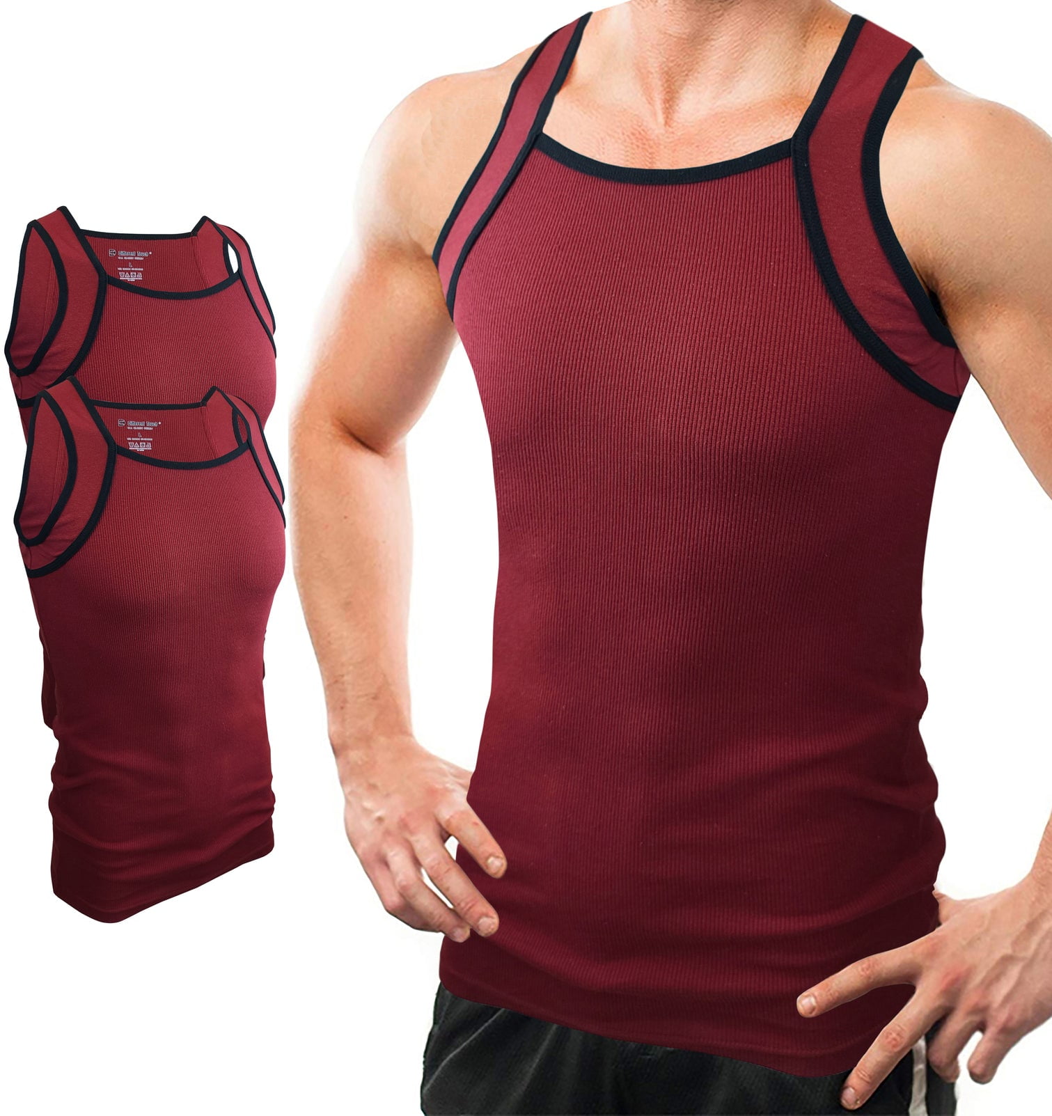 Different Touch 2 Pack Contrast Color G-Unit Tank Tops Muscle Rib Men ...