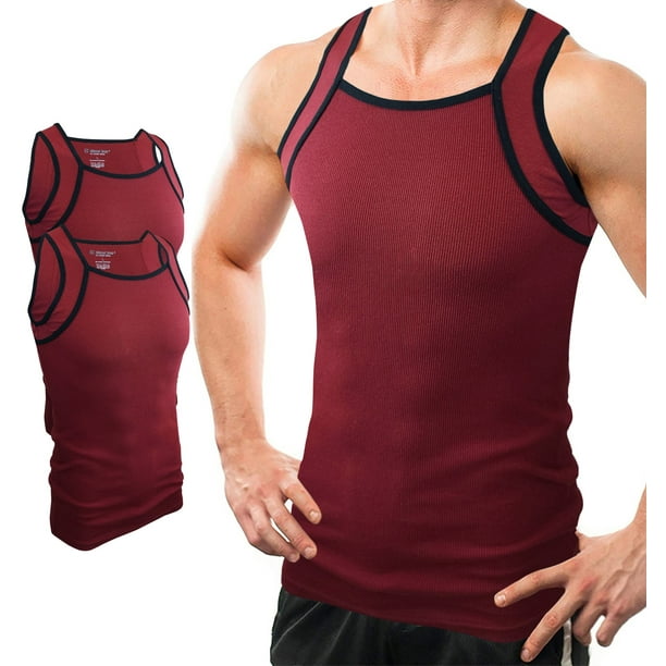 Different Touch 2 Pack Contrast Color G-Unit Tank Tops Muscle Rib Men Adult - Walmart.com