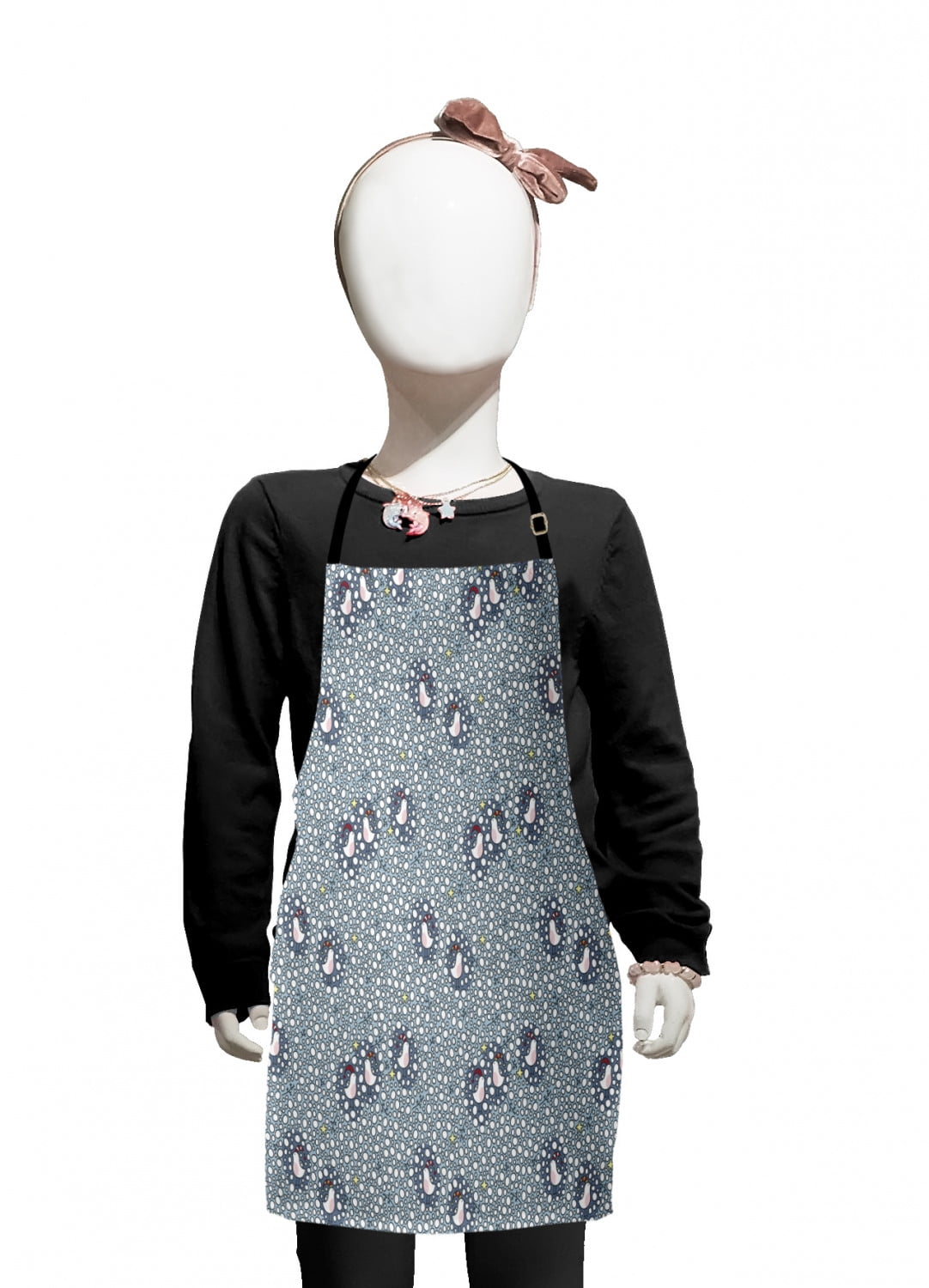 Winter Kids Apron, Doodle Style Pattern with Bullfinch Birds with Xmas ...