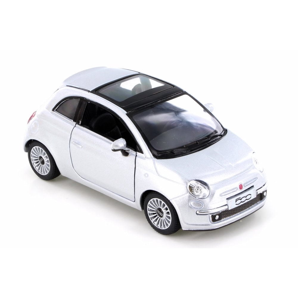 Fiat 500, Silver - Kinsmart 5345D - 1/28 Scale Diecast Model Toy Car ...