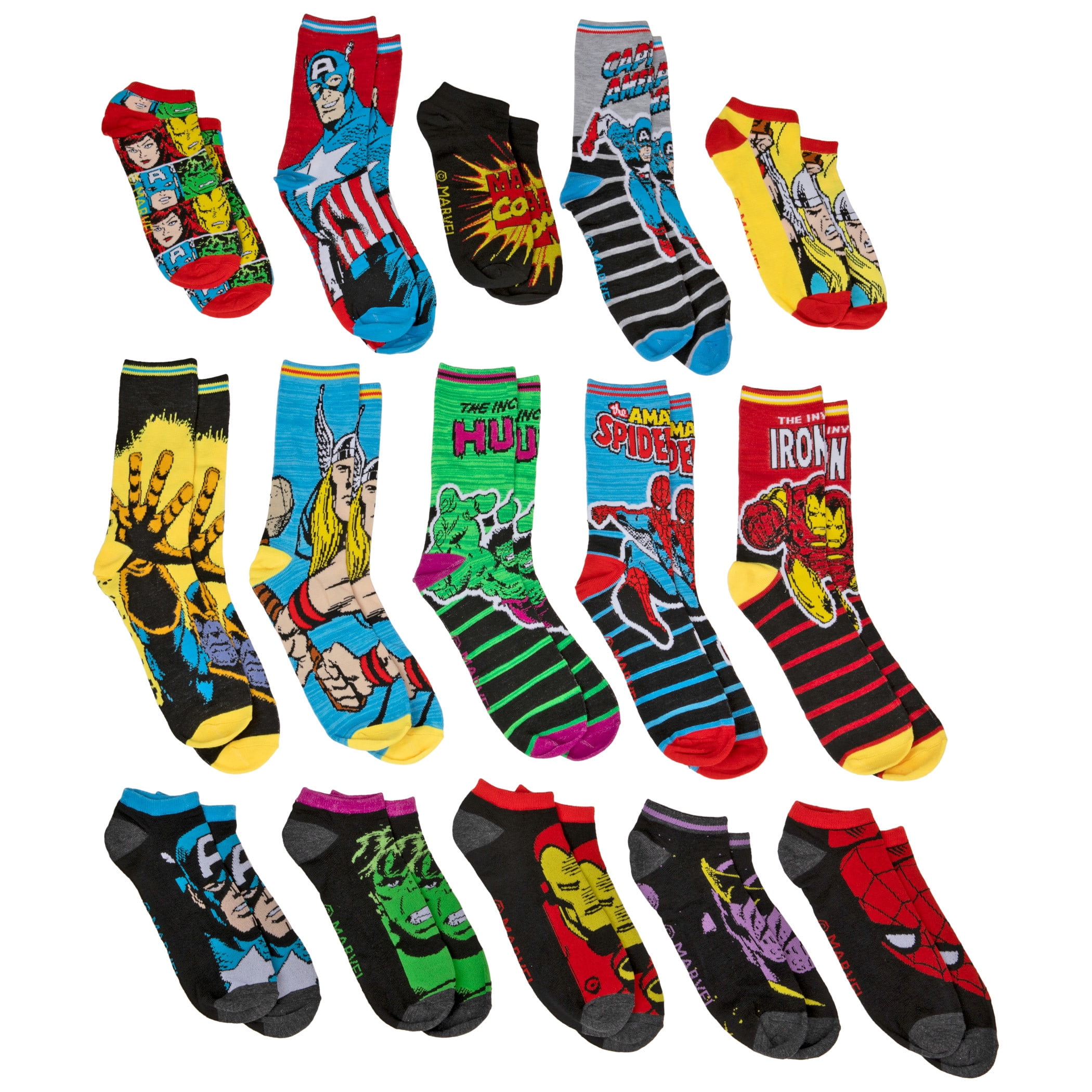 Marvel Comics 15 Days of Socks Advent Gift Box Men's Socks - Walmart.com