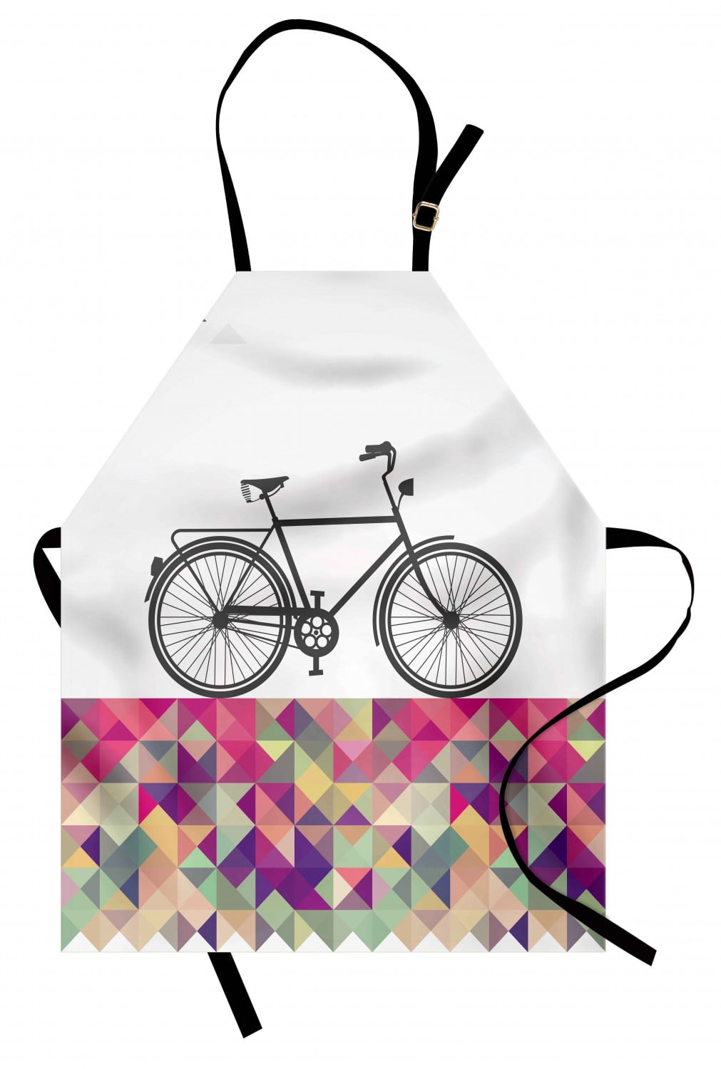 Geometric Apron Vintage Style Bike Over Multicolor Diamond Shaped ...