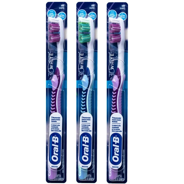Oral-B 3D White Vivid Toothbrush, 35 Soft (Colors Vary) - Pack of 3 ...