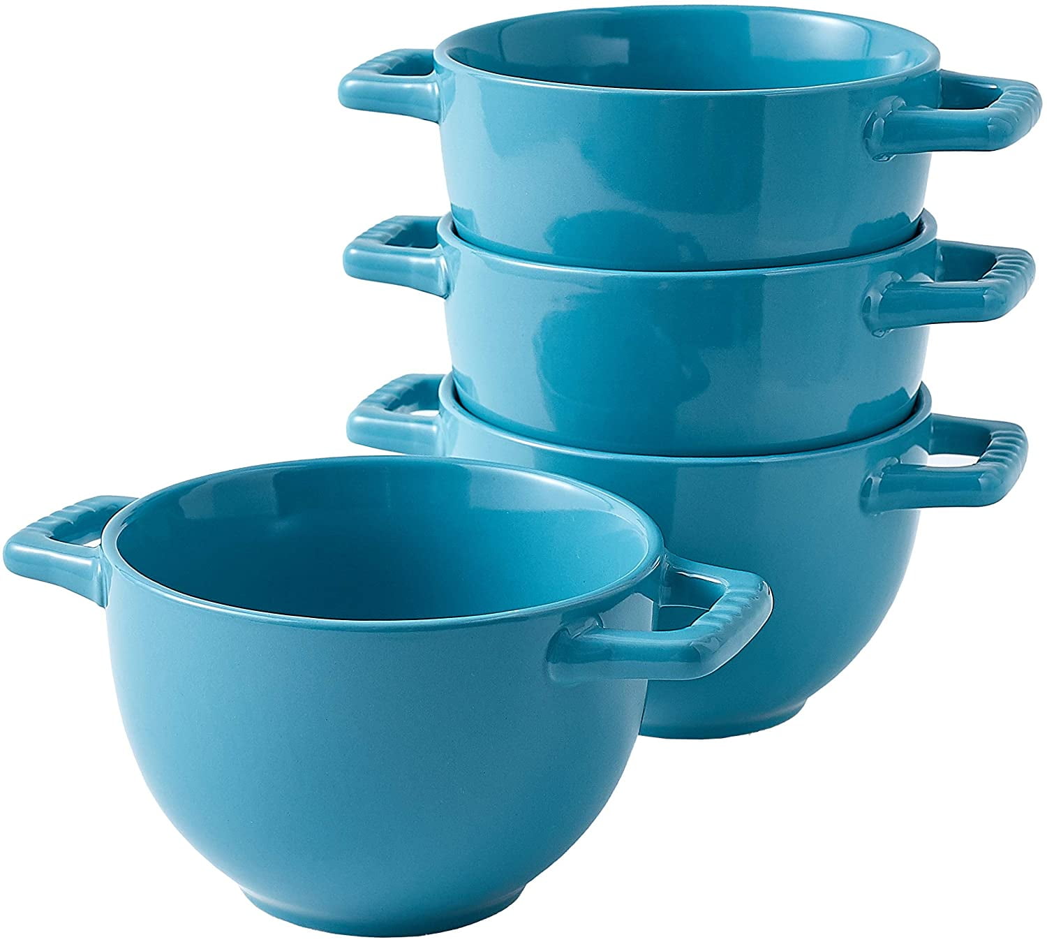 Set of 4 Large Soup Crocks with Handles for Cereal Bowl, Soup, Stew ...