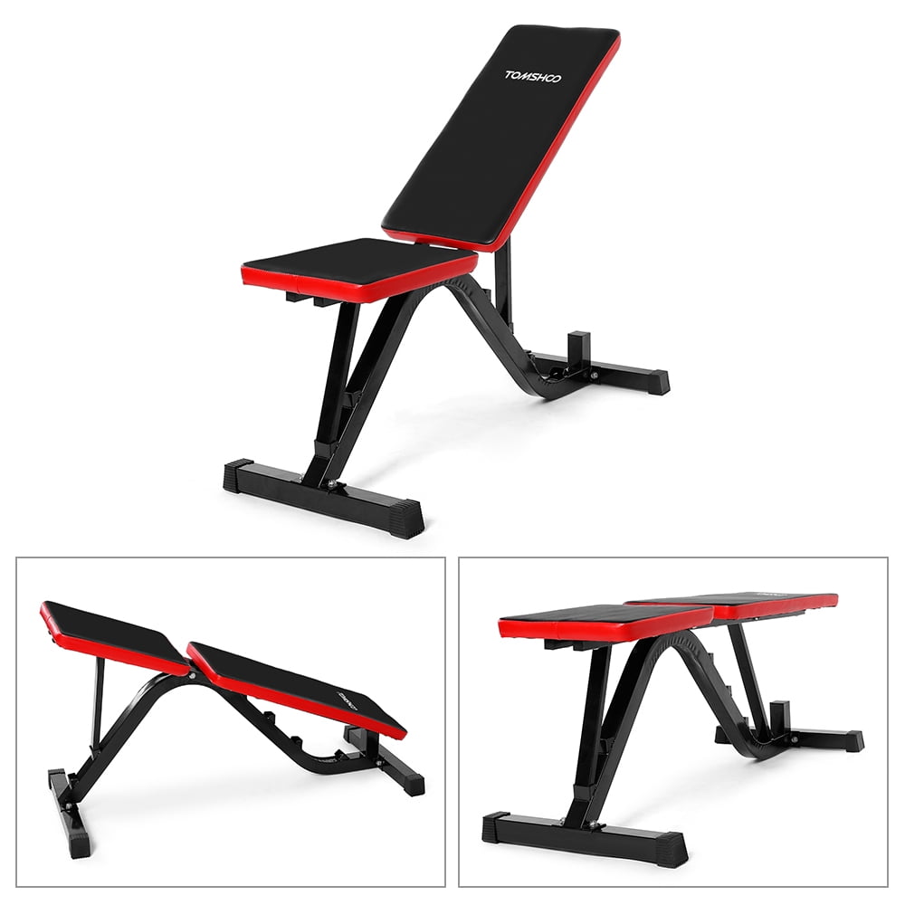 TOMSHOO Adjustable Folding AB Crunch Bench Incline Flat Position for ...