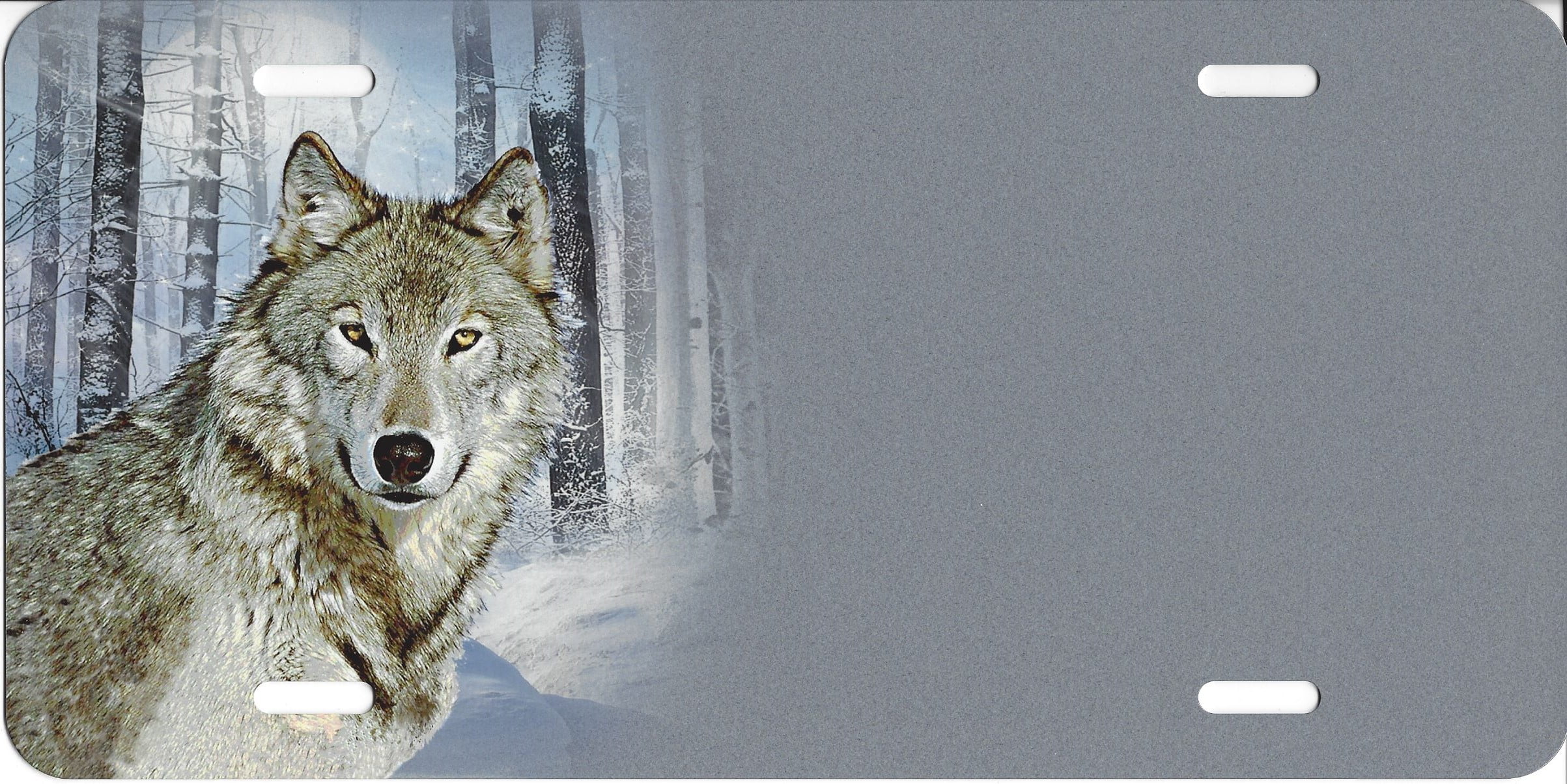 Wolf in Snow Offset on Gray Airbrush License Plate Free Names on Air ...