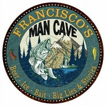 RODOLFO'S Man Cave Fishing 12" Round Metal Sign Garage Bar Décor ...