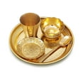 Brass Pooja Bhog Thali Set 6 Inch – Pital Plate with Bowl, Glass ...