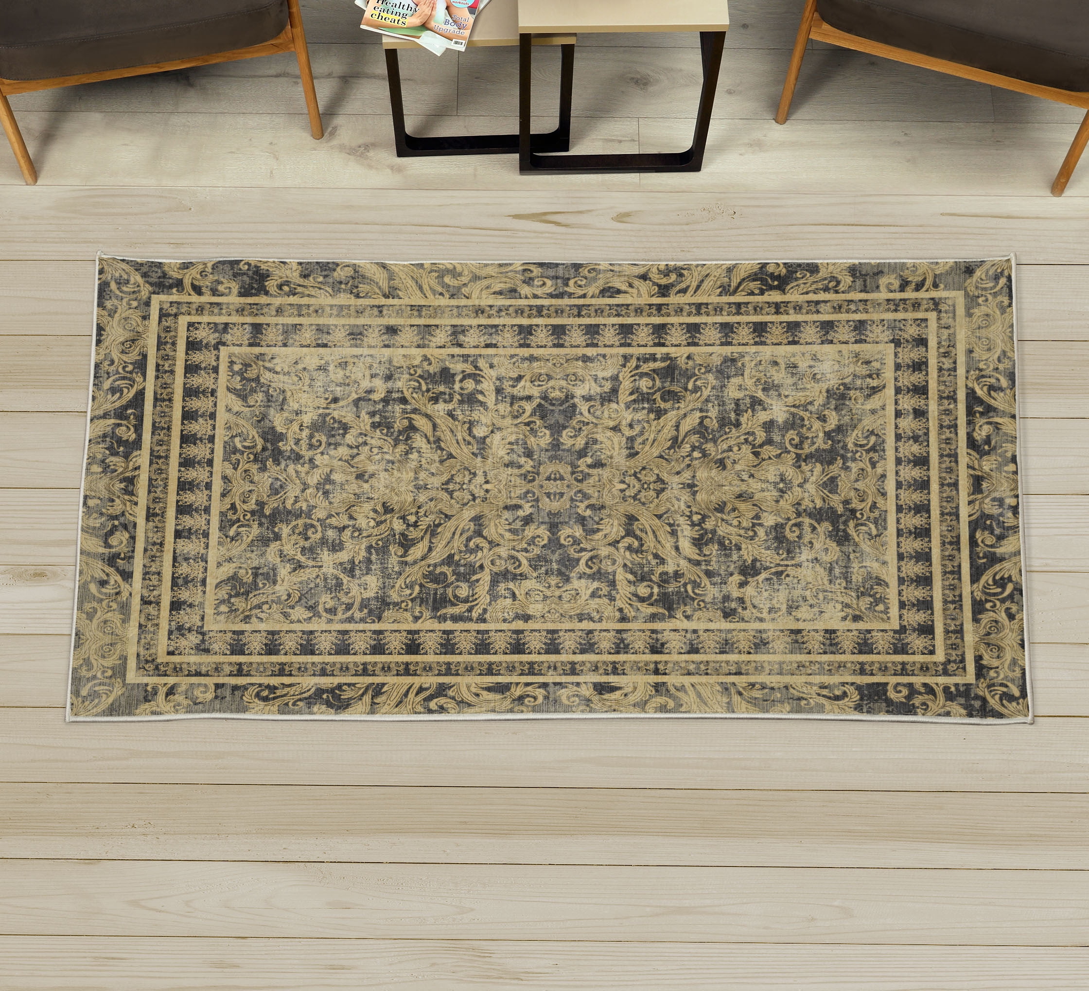 Vintage Decorative Rug, Victorian Style Pattern of Abstract Leaf ...