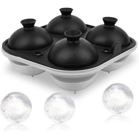 Large Sphere Ice Mold with Lid, BPA Free, Easy Fill Silicone Round Ice ...