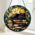 Bookish Cat Suncatcher Window Hanging, Vibrant Stained Glass Style ...