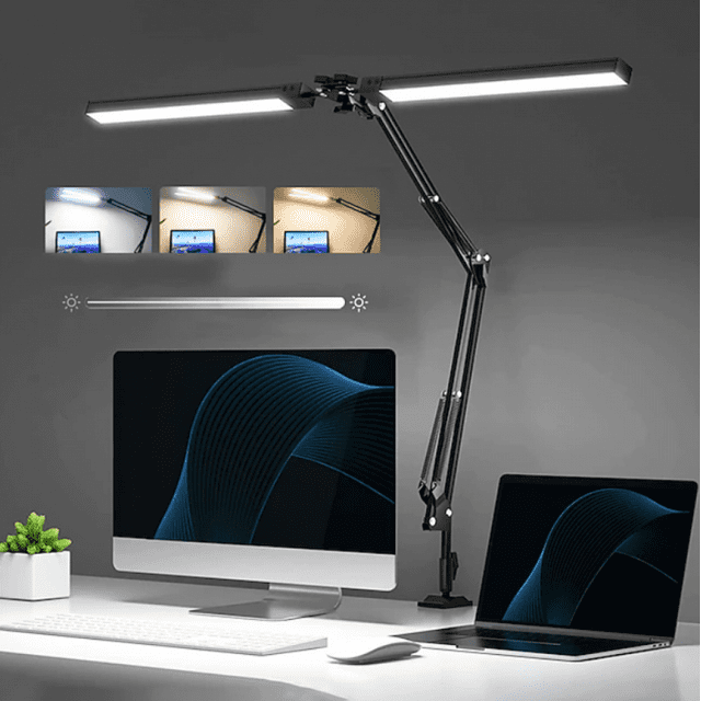 LED Reading Desk Lamp 24W Folding Swing Arm Desk Lamp with Clamp ...