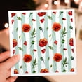 3drose, Pretty Watercolor Red Poppy Flowers on Aqua and White Stripes ...