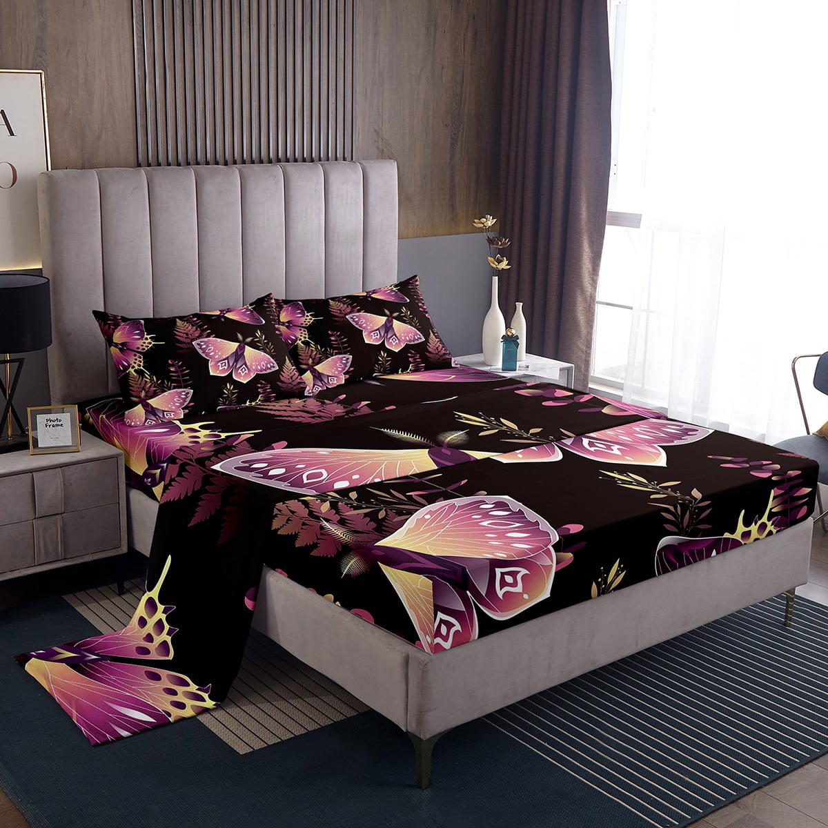 Click here for Yst Pink Butterfly Bed Sheets 4pcs Boho Moth Queen... prices