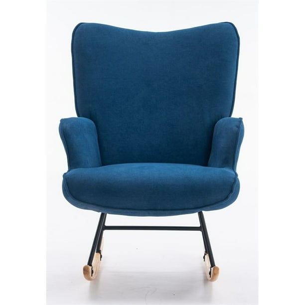Contemporary Modern Style Rocking Chair-Fabric Accent Chair-Blue ...