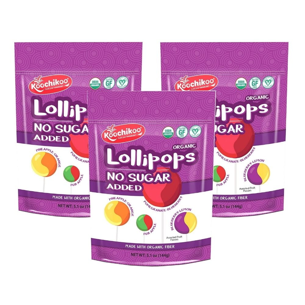 Koochikoo Sugar Free Organic Lollipop Variety Pouch, 24 CT. (Pack of 3 ...