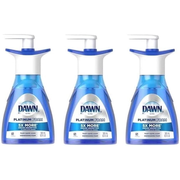 3 Pk. Dawn Ultra Platinum Foam Dishwashing Fresh Rapids Scent 10.1 Fl ...