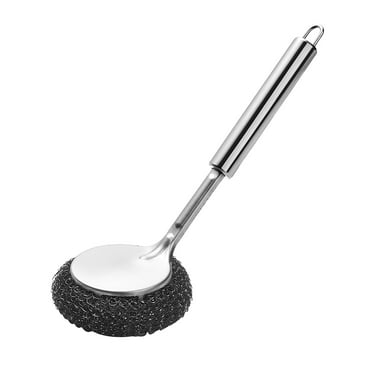 2 Pack Stainless Steel Wool Scrubber with Handle, Heavy Duty Metal ...