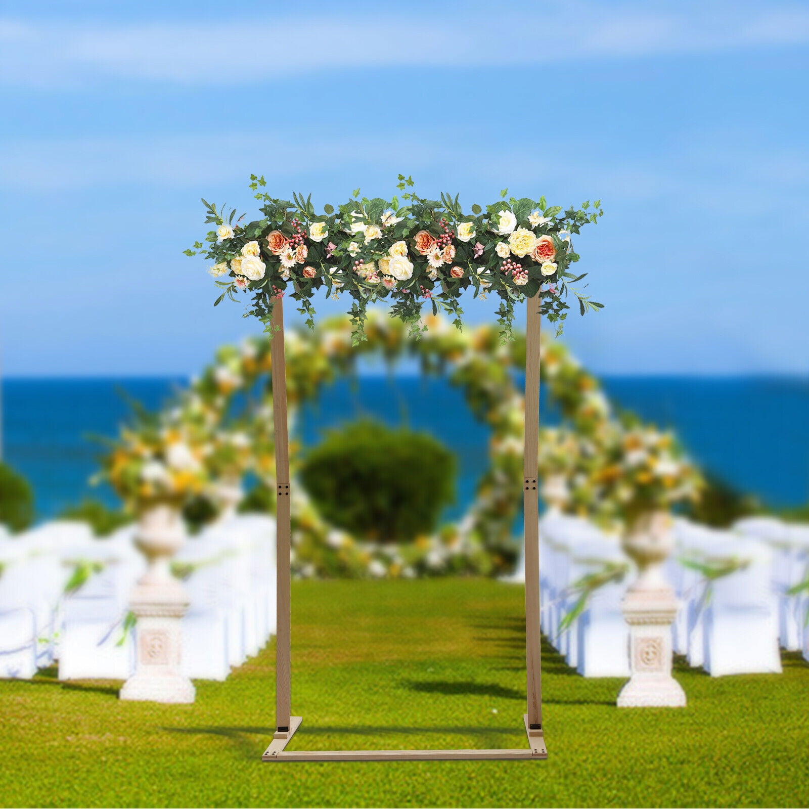 7ft Wood Square Wedding Arch Outdoor Party Backdrop Romantic Frame ...