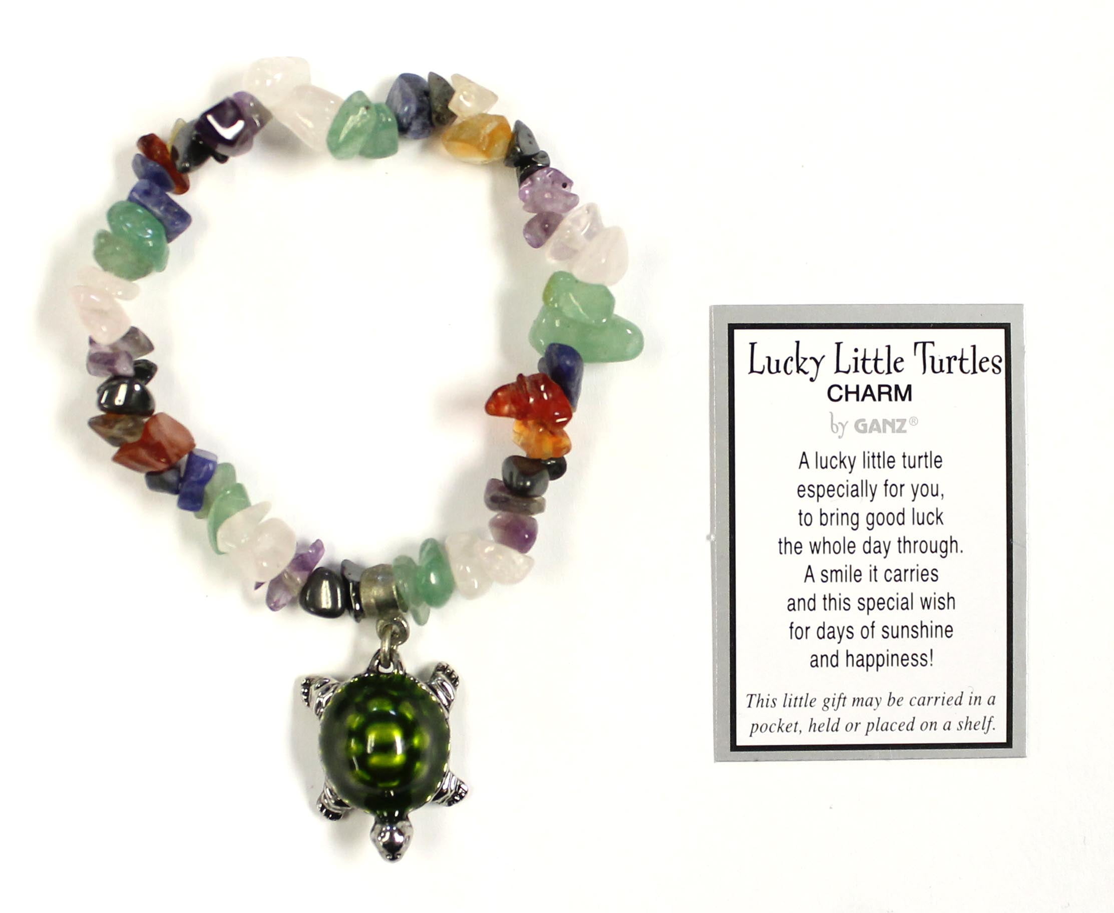 Lucky Little Turtle Car Mirror Charm on Flexible Elastic Semi Precious ...