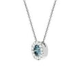 FireStar Halo Diamond Necklace for Women 10K White Gold 1/2 Ct Blue Lab ...