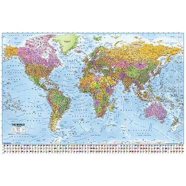 24x36 World Classic Elite Wall Map Mural Poster - Folded - Walmart.com