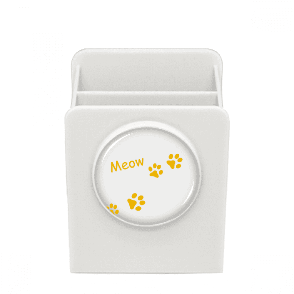 Cat Mewing Animal Yellow Footprint Art Paw Print Desk Pencil Holder Cup ...