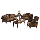 ACME Dreena Rolled Arm Upholstered Faux Leather Sofa with 5 Pillows in ...
