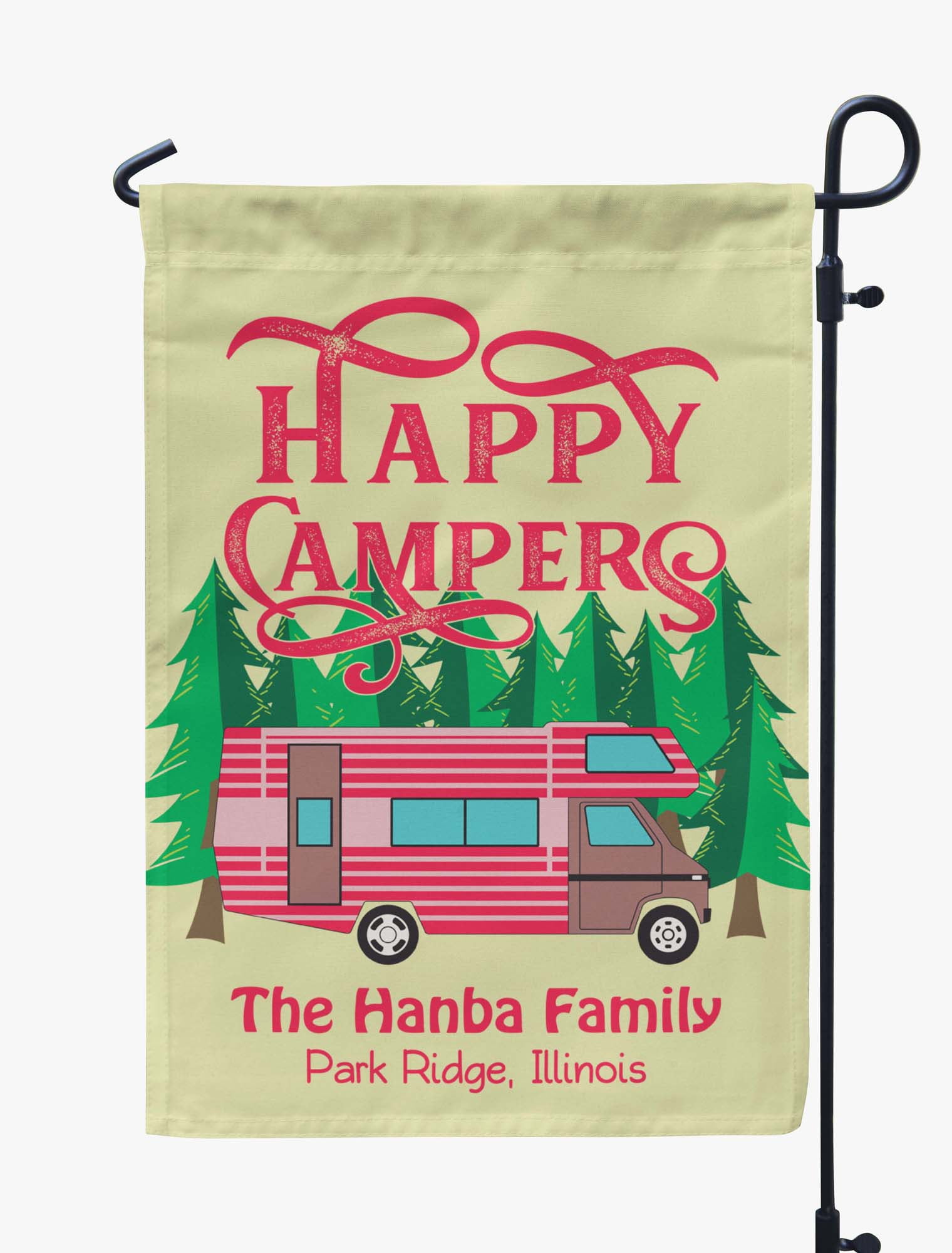 Printtoo Tan Happy Campers Caravans CampingFlagCustom Personalized ...