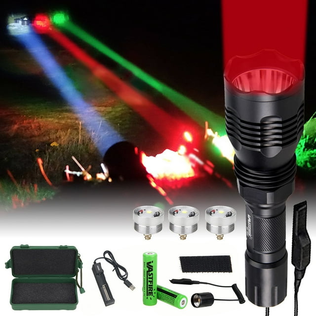 Rechargeable Red Green White Led Flashlight Tactical Torch Lamp with ...