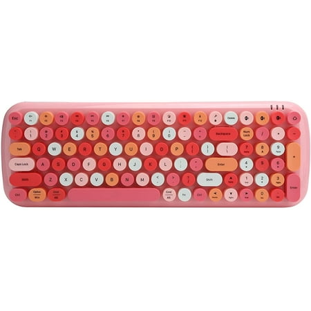 Wireless Bluetooth Keyboard, 100 Keys Retro Round Keycap Computer ...