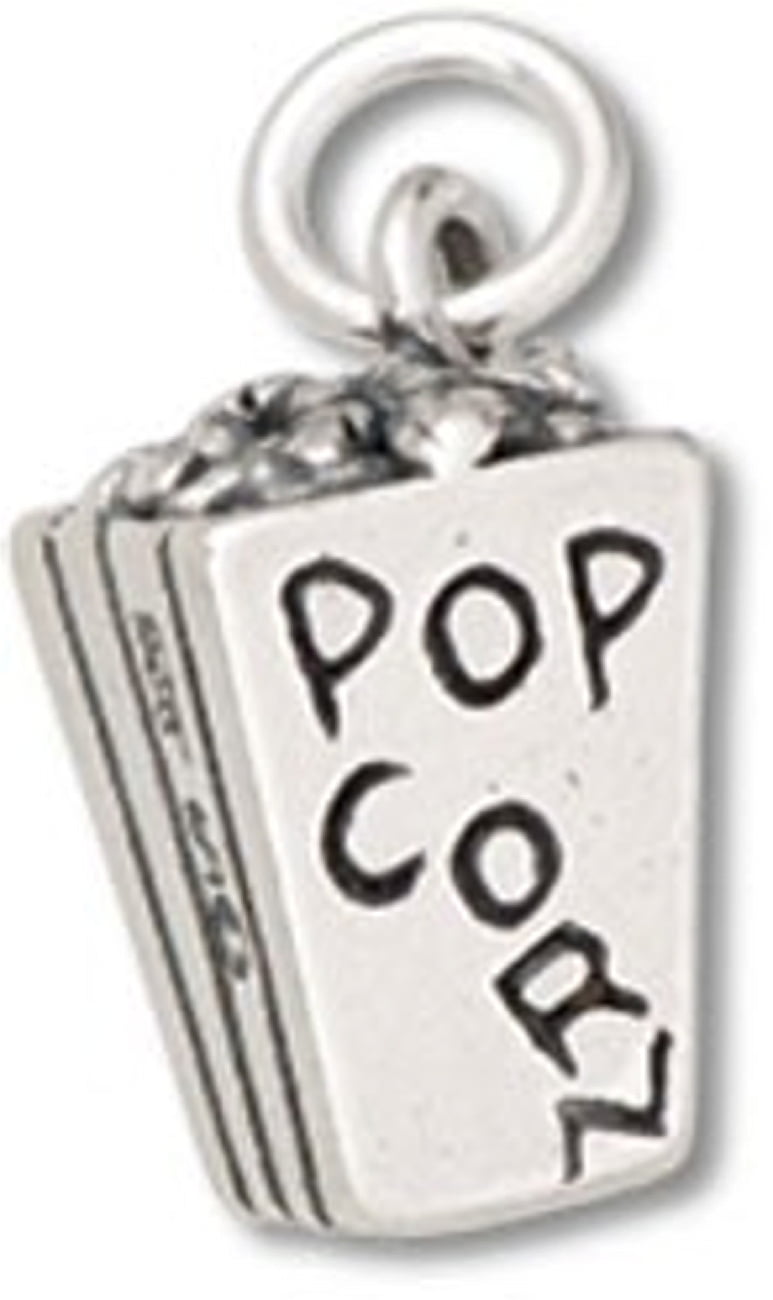 Sterling Silver 18" 1.2mm Box Chain 3D Tub Carton Movie Theater Popcorn ...