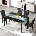 5-Piece Dining Table Set with Marble Top and 4 Upholstered Chairs for ...