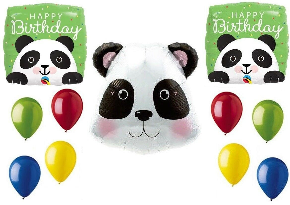 PANDA Pandemonium Jungle Zoo Red Happy Birthday Party Mylar Latex ...