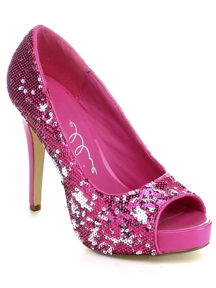Hot Pink Sparkly High Heel Shoes