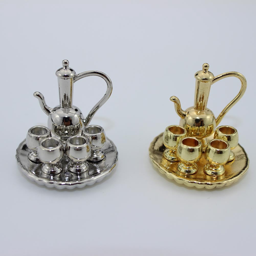 SPRING PARK 1:12 Gloss Miniature Cups Kettle Plate Tea Set Simulation ...