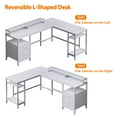 Furologee White 66" L Shaped Desk with Shelves, Reversible Corner ...