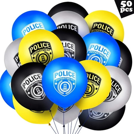 50 Pieces Police Party Balloon Set Police Car Balloons Police Latex ...