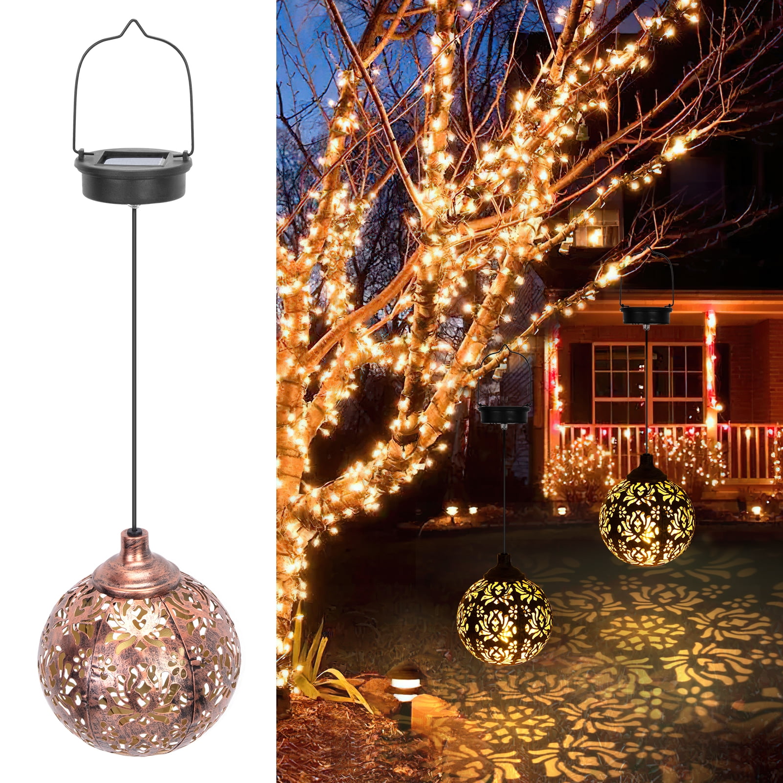 DSstyles Solar Lantern Outdoor Waterproof - 2 Pcs Hanging Solar Garden ...