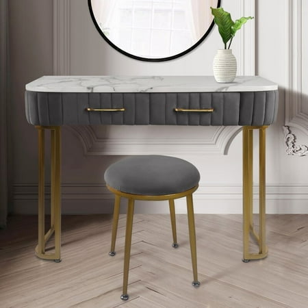Catherine Console Table and Stool Set Vanity Set with Cushioned Stool ...