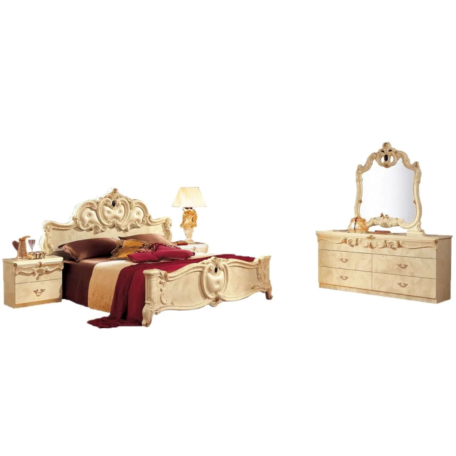 Barocco 5-Piece Bedroom Set, Ivory Lacquer, King - Walmart.com
