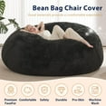Giant 7ft Fur Bean Bag Black (Cover Only)-7ft bean bag chair cover ...