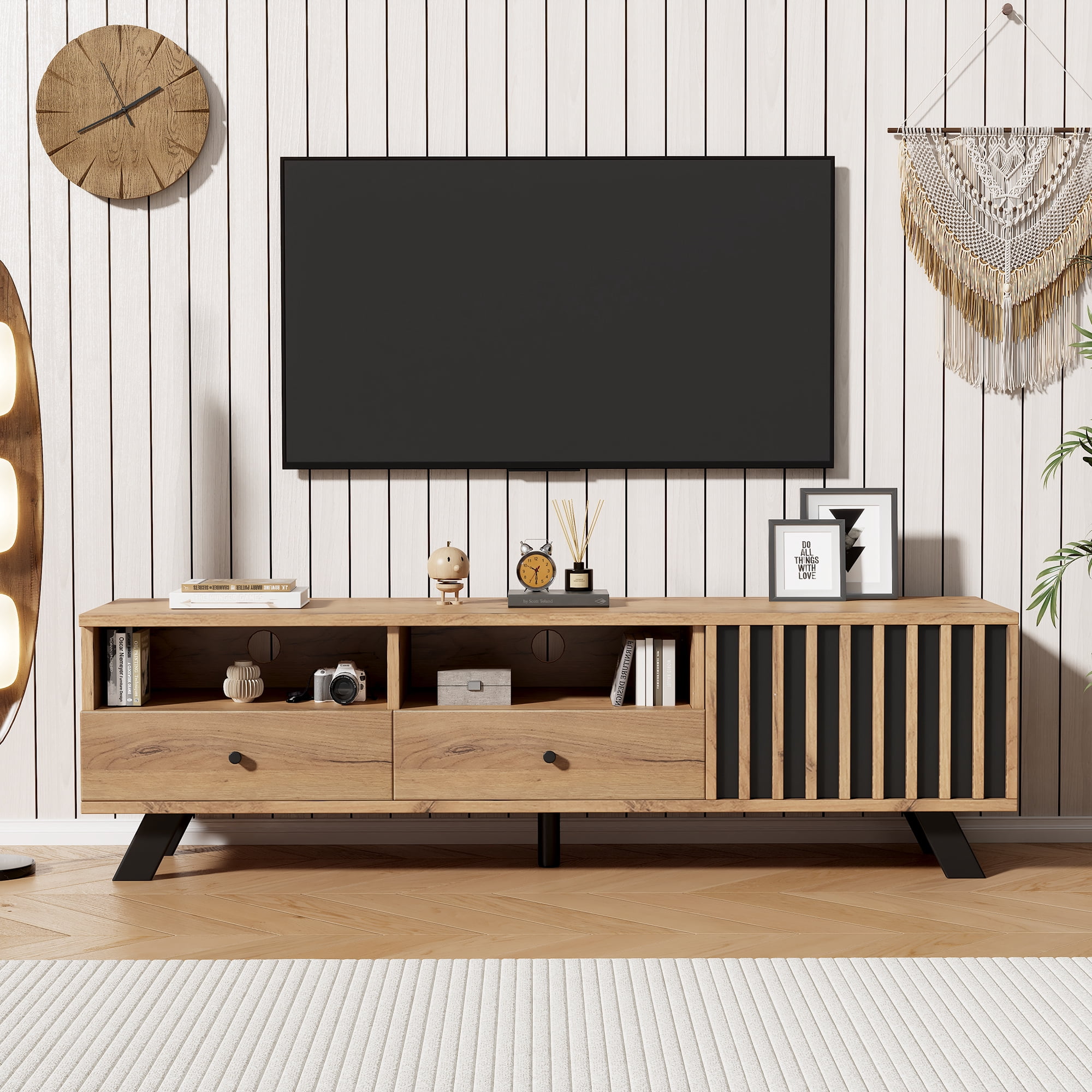 Click here for Noble House 59 Tv Stand open Shelving Wood-Grain F... prices
